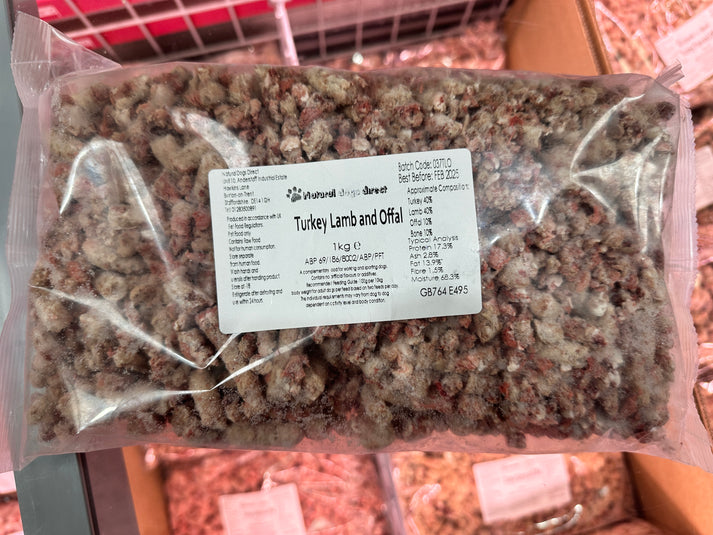 Turkey Lamb Offal Mince 80-10-10 1kg | Raw Dog Food Burton on Trent ...